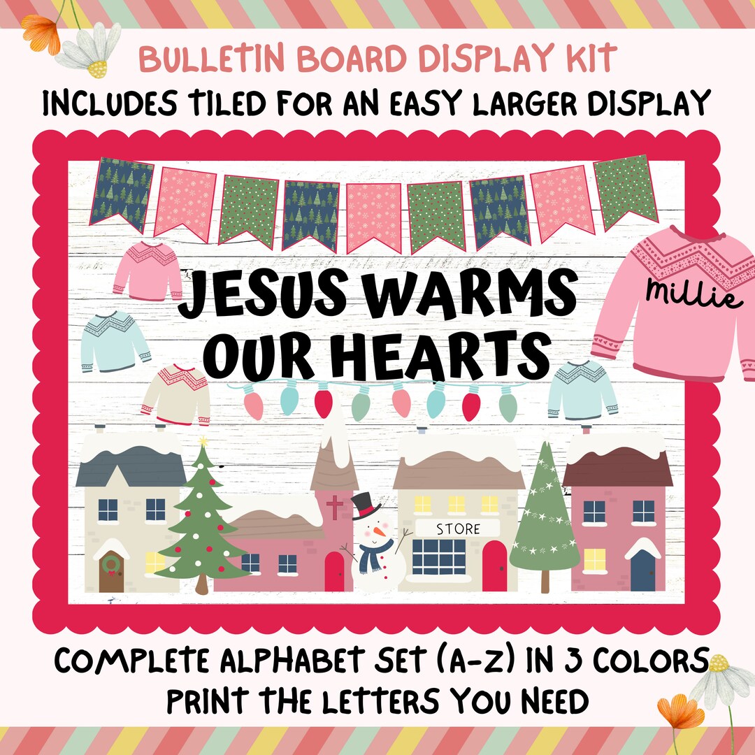 Modern Winter Bulletin Board Kit, Jesus Religious Winter Bulletin Kit ...