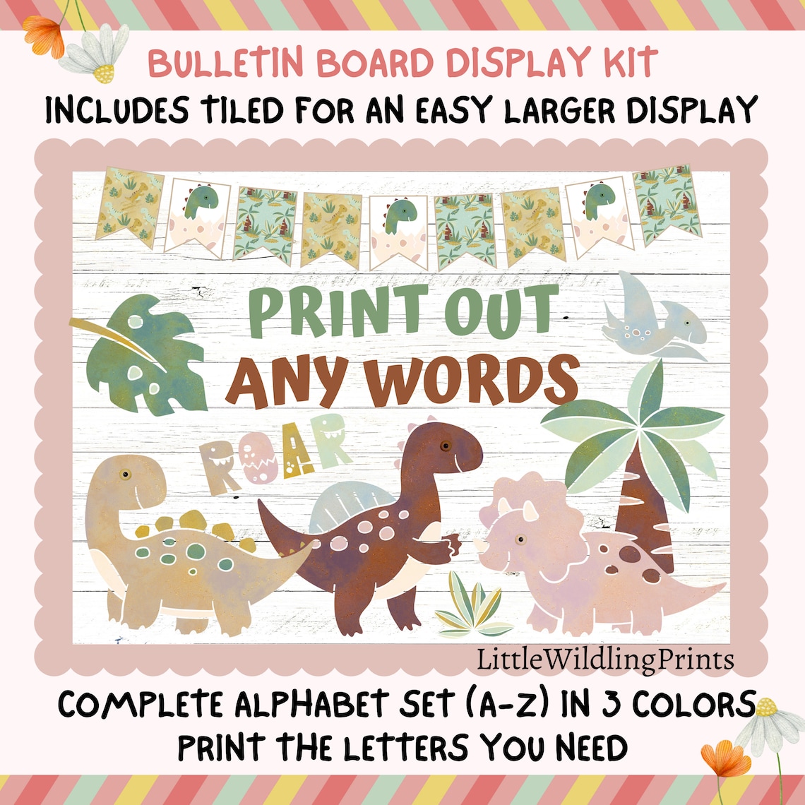 Dinosaur Bulletin Board Kit Dinomite Jurassic Prehistoric - Etsy