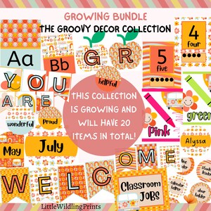 Groovy Classroom Labels, EDITABLE, Rainbow Boho Retro 70s Theme ...