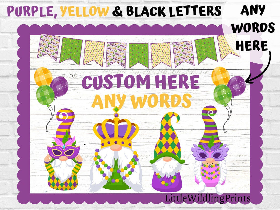 Mardi Gras Gnomes Bulletin Board Parading With My Gnomies | Etsy