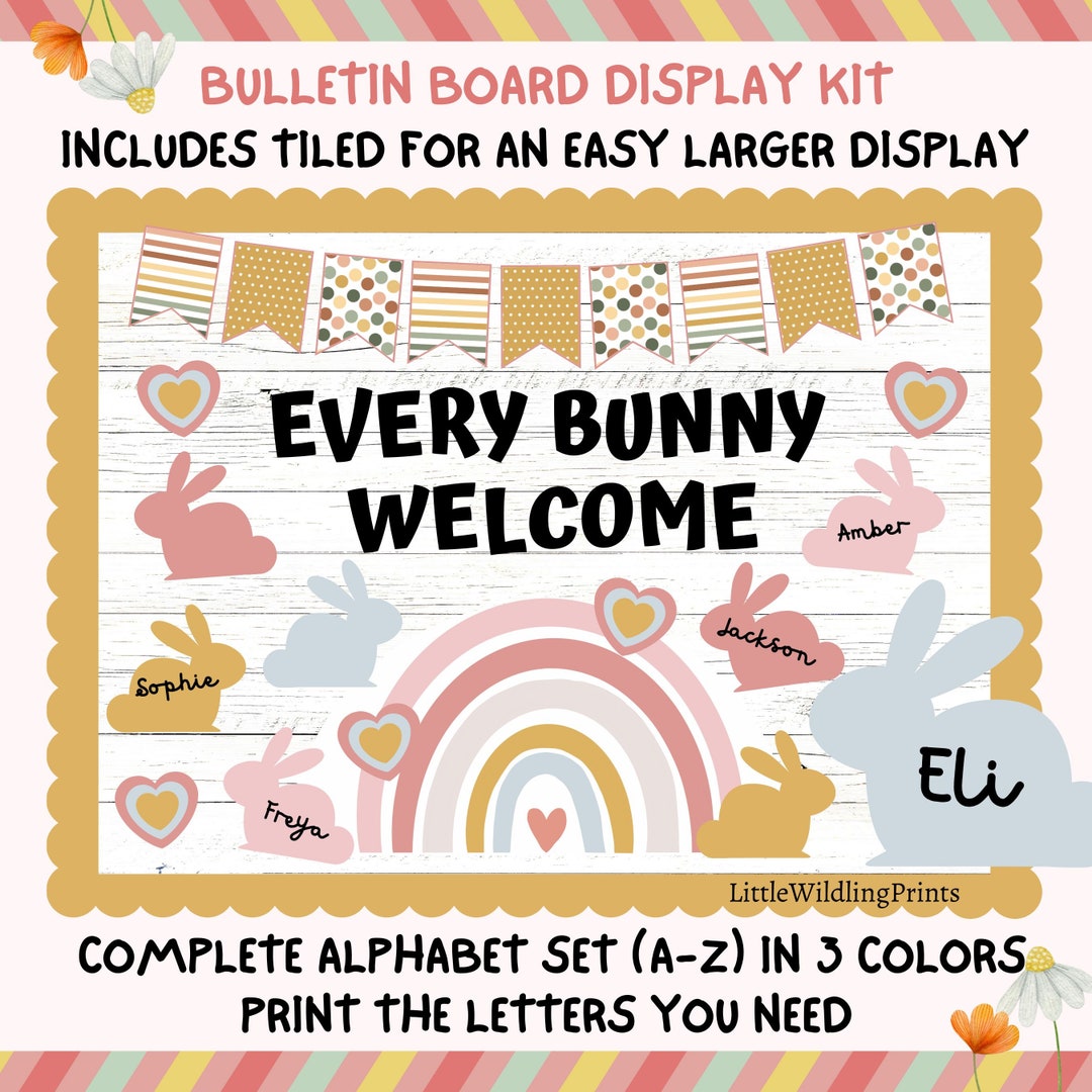 Happy Easter Bulletin Board Kit, April Bunny Spring Classroom Bulletin ...
