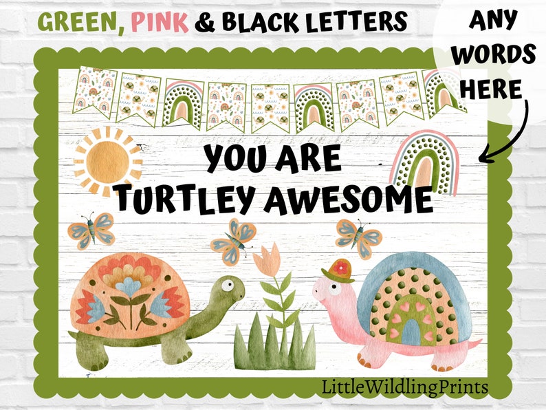 Spring Turtles Rainbow Bulletin Board You Are Turtley Awesome Display ...