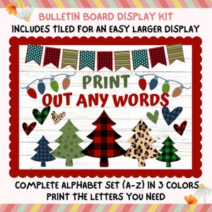 Modern Christmas Bulletin Board Kit, Merry Bright Tree Lights Teacher ...