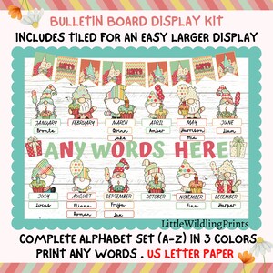 Birthday Gnomes Bulletin Board Birthday Display Kit Custom Any Words ...