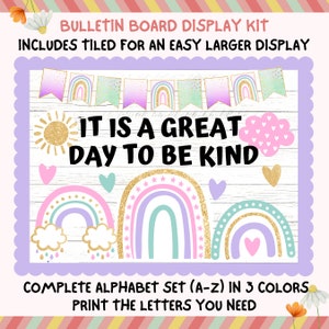 Kindness Matters Bulletin Board Pastel Glitter Rainbow - Etsy