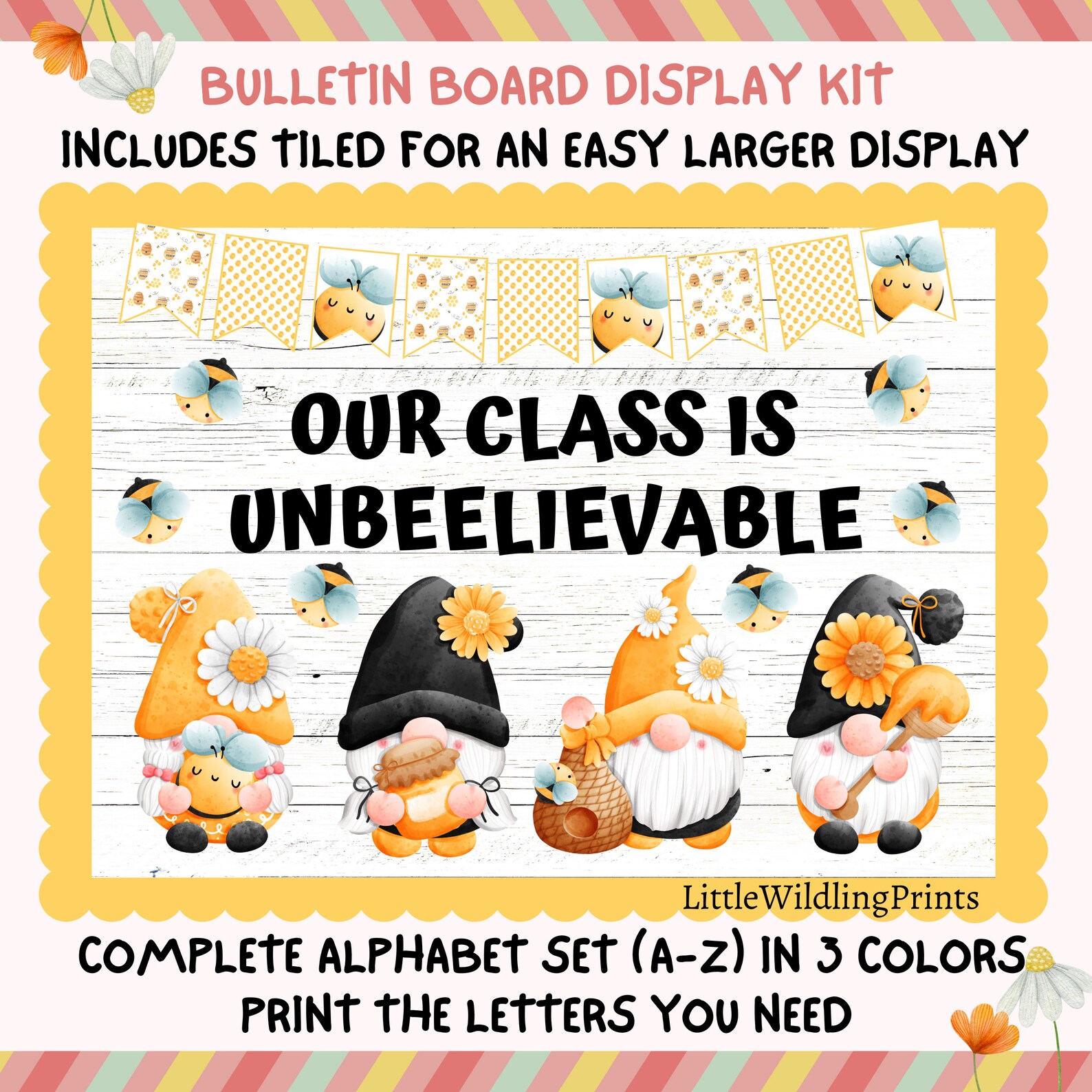 Spring Bee Gnomes Bulletin Board Unbeelievable Display Custom - Etsy