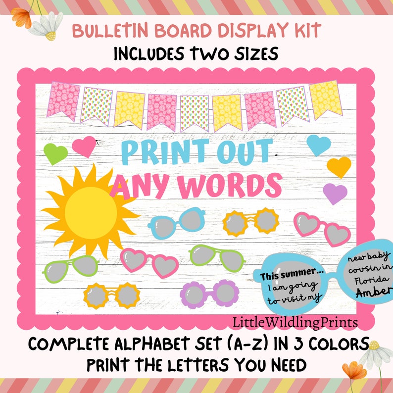Summer Bulletin Board Kit, Sunglasses Bulletin, End of Year Bulletin ...