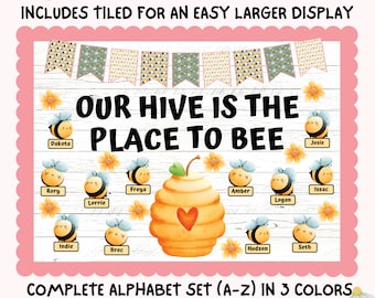 Welcome to Our Hive Bee Bulletin Board Edit Names Custom Words ...