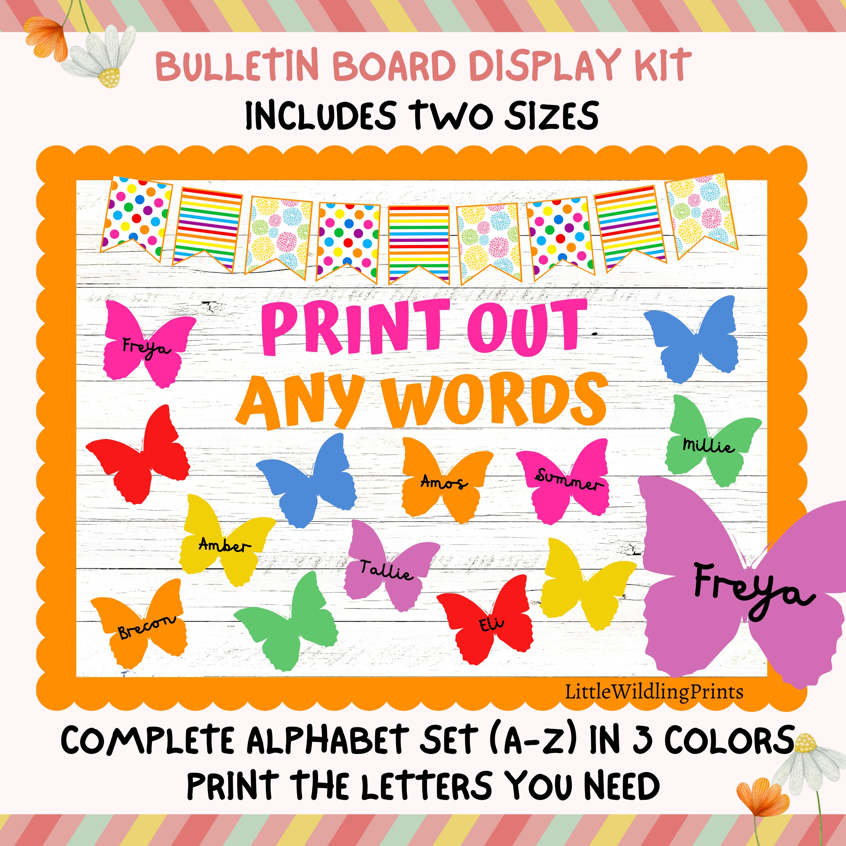 Summer Butterflies Bulletin Board Kit, End of Year Bulletin Butterfly ...