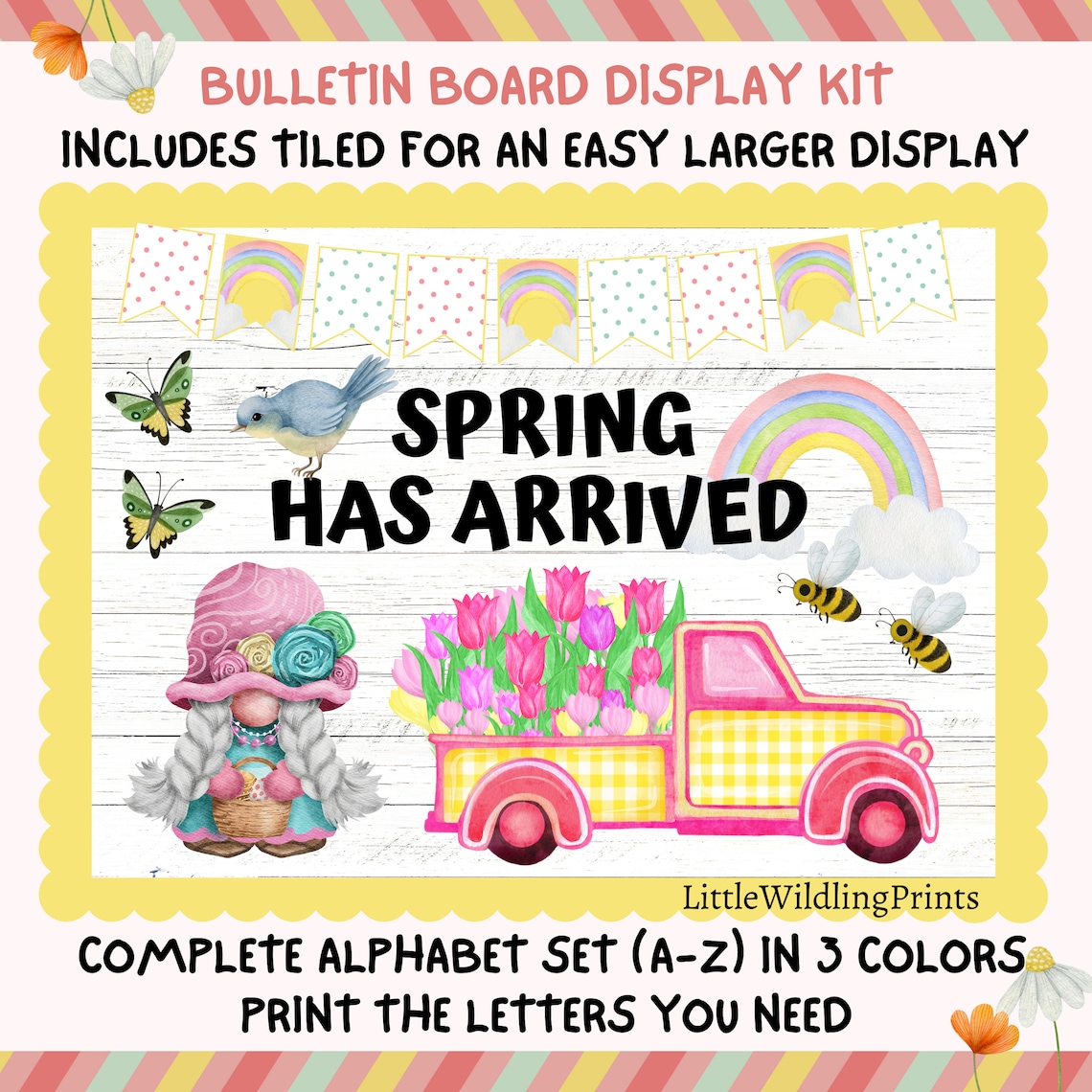 Spring Has Arrived Gnome Truck Bulletin Board Display Kit - Etsy