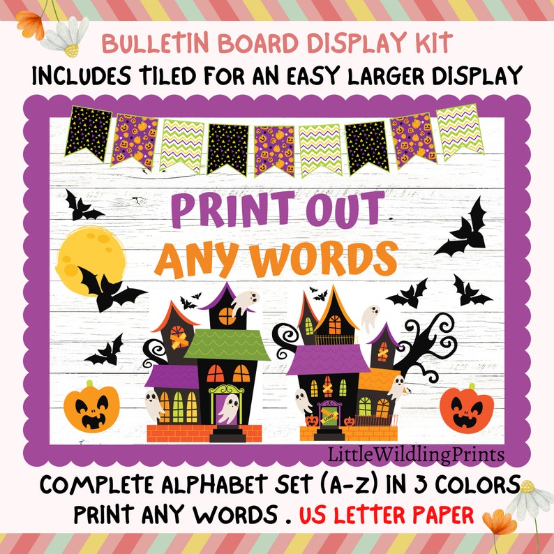 Halloween Spooky House Bulletin Board Kit October - Etsy