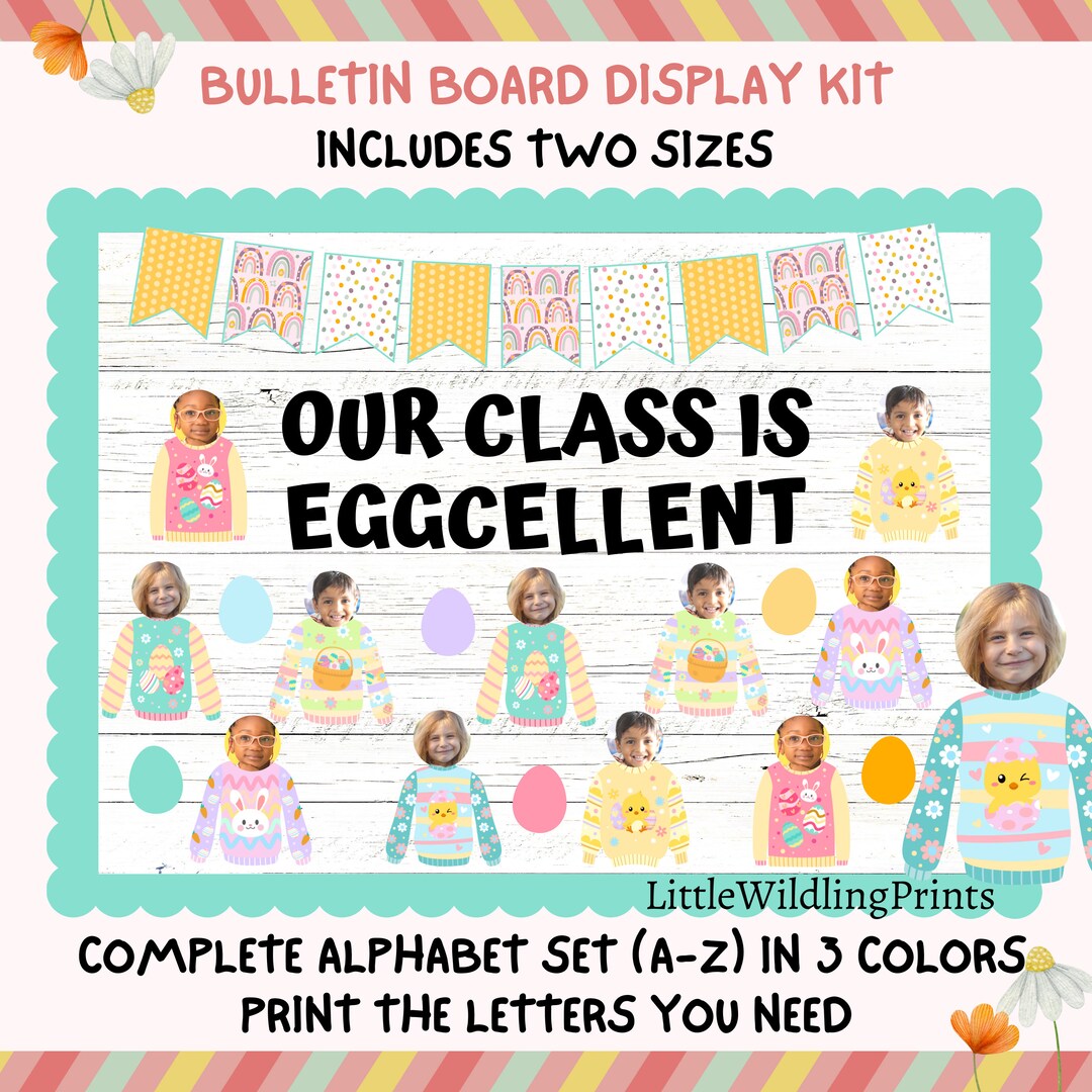 Easter Bulletin Board Kit, April Easter Jumpers Spring Bulletin, Easter ...
