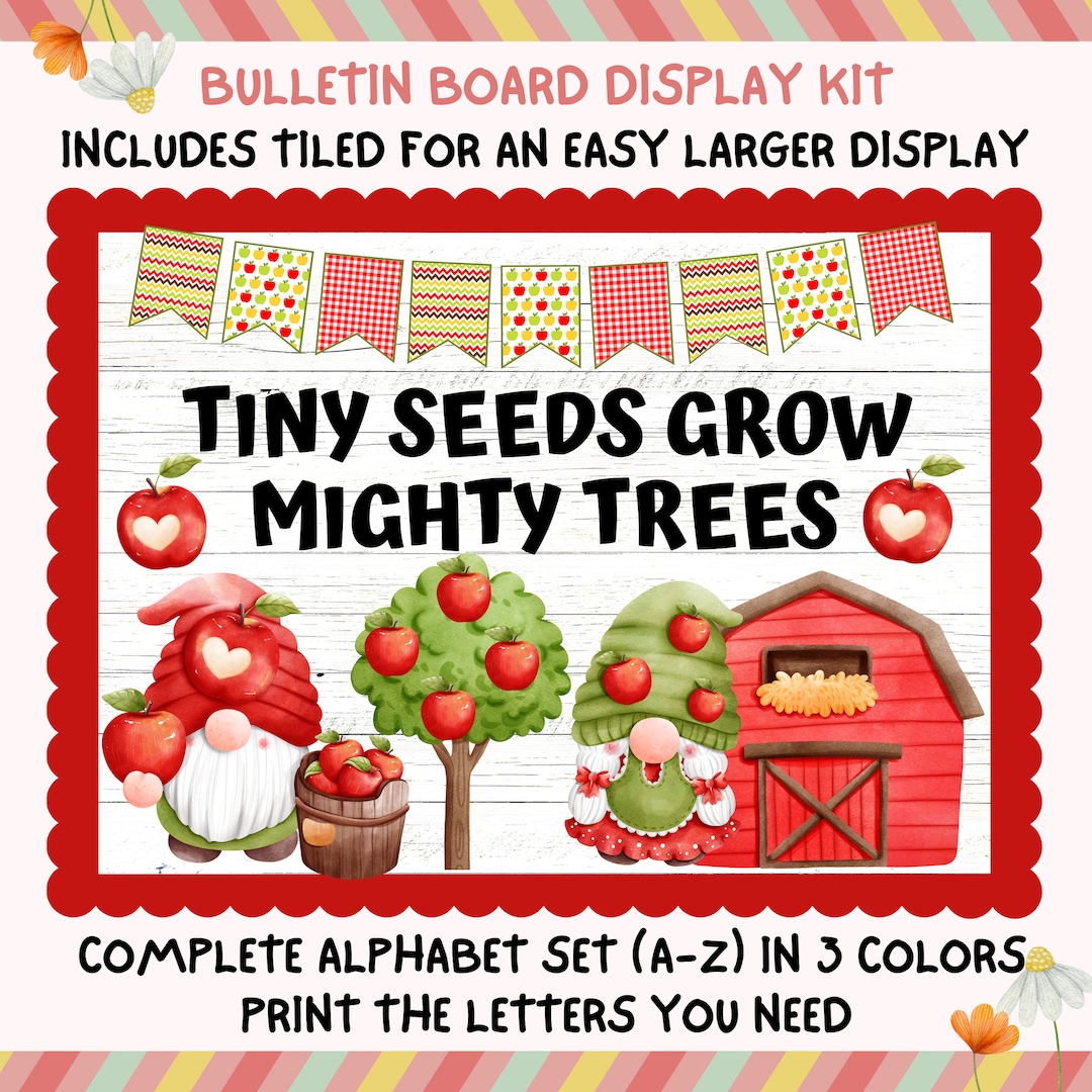 Apple Back to School Gnomes Bulletin Board Welcome Gnomies Fall Seeds ...
