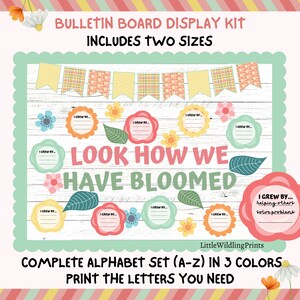 End of Year Bulletin Board Kit, Summer Flowers Blooming Growth Bulletin ...