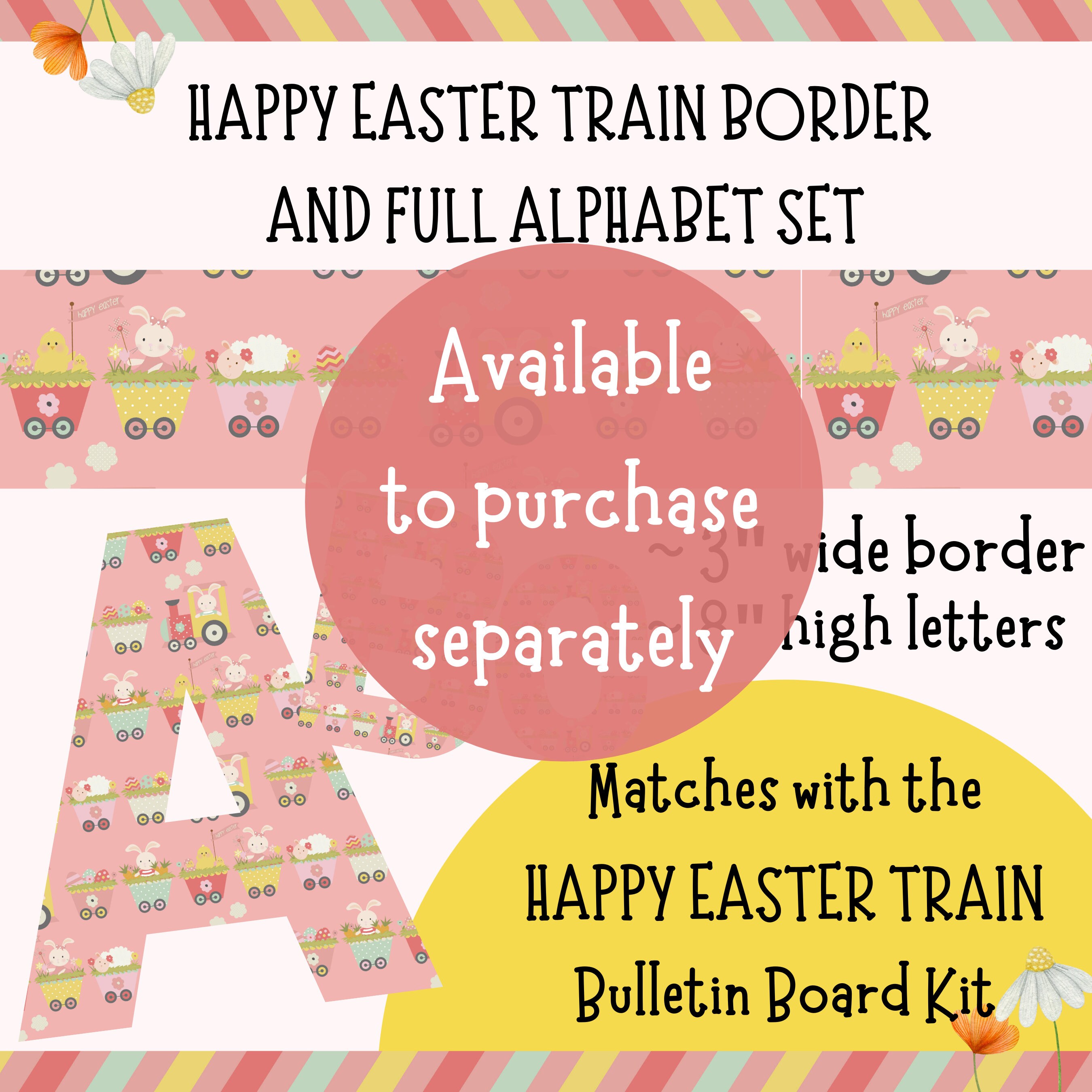 Happy Easter Train Rabbits Bulletin Board Hop Aboard the - Etsy