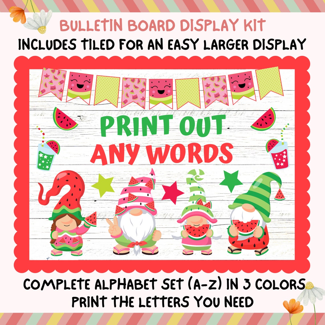 Watermelon Gnomes Bulletin Board Sweet Fruit Summer Display - Etsy