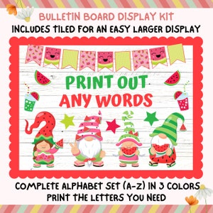 Watermelon Gnomes Bulletin Board Sweet Fruit Summer Display Kit Custom ...