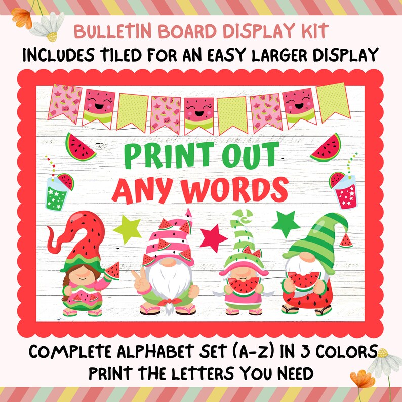 Watermelon Gnomes Bulletin Board Sweet Fruit Summer Display - Etsy