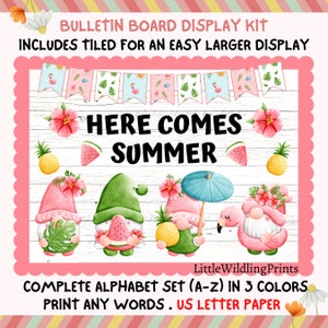 Summer Gnomes Bulletin Board Flamingo Display Kit Custom Any Words ...