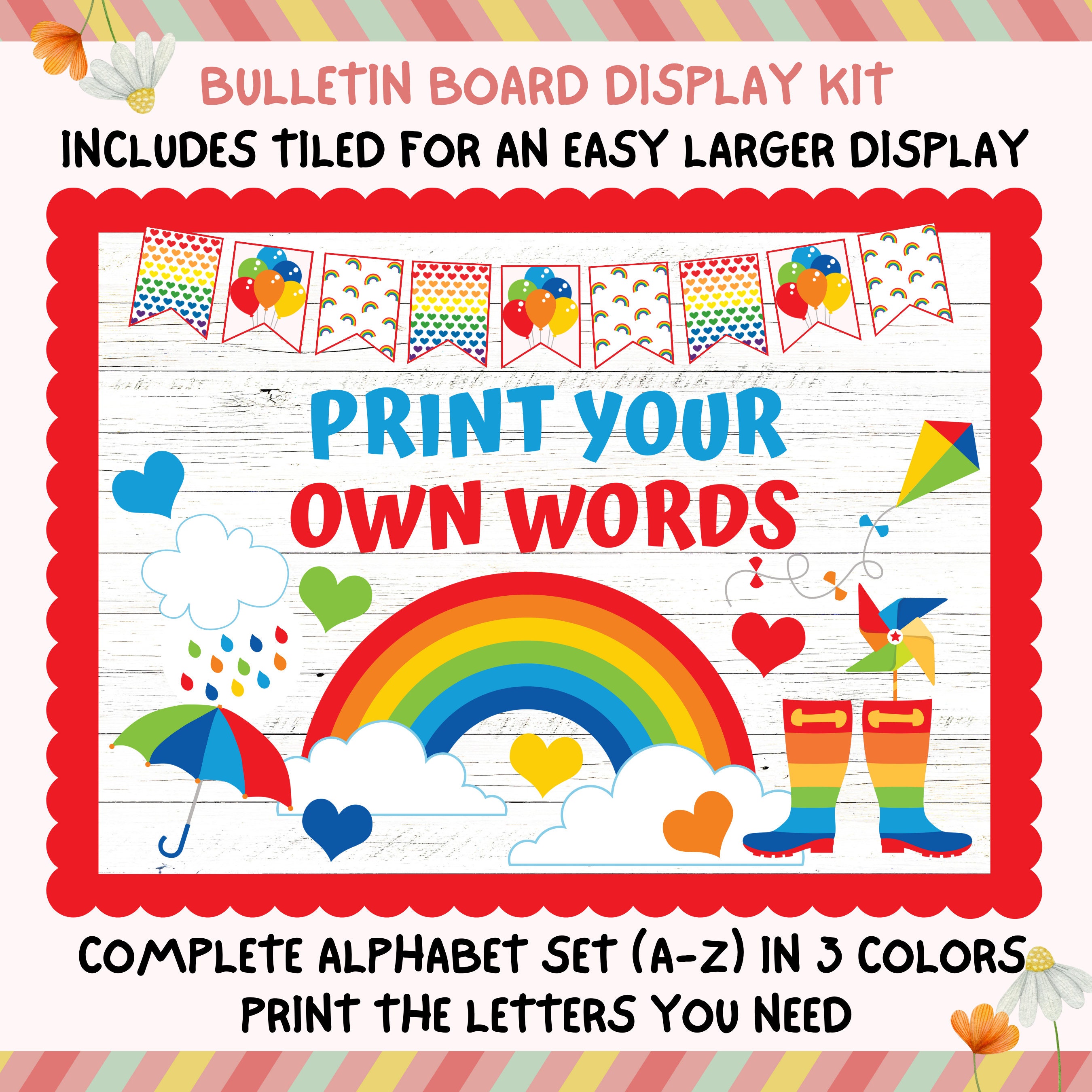 Kindness Rainbow Summer Bulletin Board Kit, Be Kind Colors Weather ...