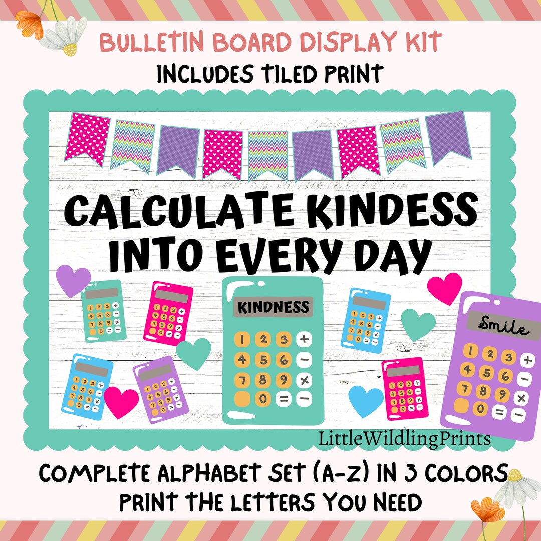 Calculate Kindness Bulletin Board Kit, Math Bulletin Board, Mindfulness ...
