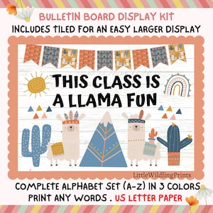 Llama Bulletin Board Kit Fun Boho Llama Display Kit Custom - Etsy