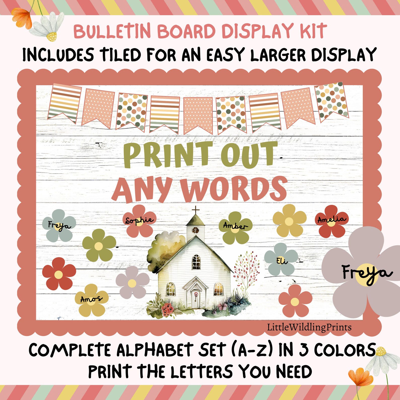 Spring Bulletin Board Kit, Church Chapel Religious Sunday School God ...