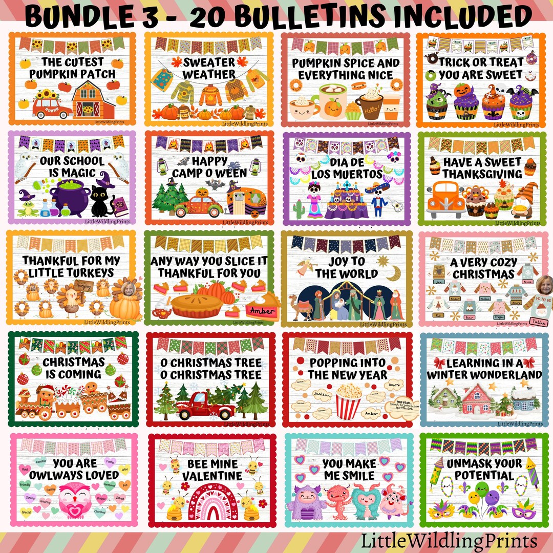Fall Winter Bulletin Board Bundle, Bundle 3, Classroom Decor, Halloween ...