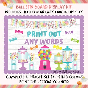 Sweet Year Bulletin Board Candy Shop Store Back to School Display Kit ...