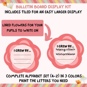 End of Year Bulletin Board Kit, Summer Flowers Blooming Growth Bulletin ...