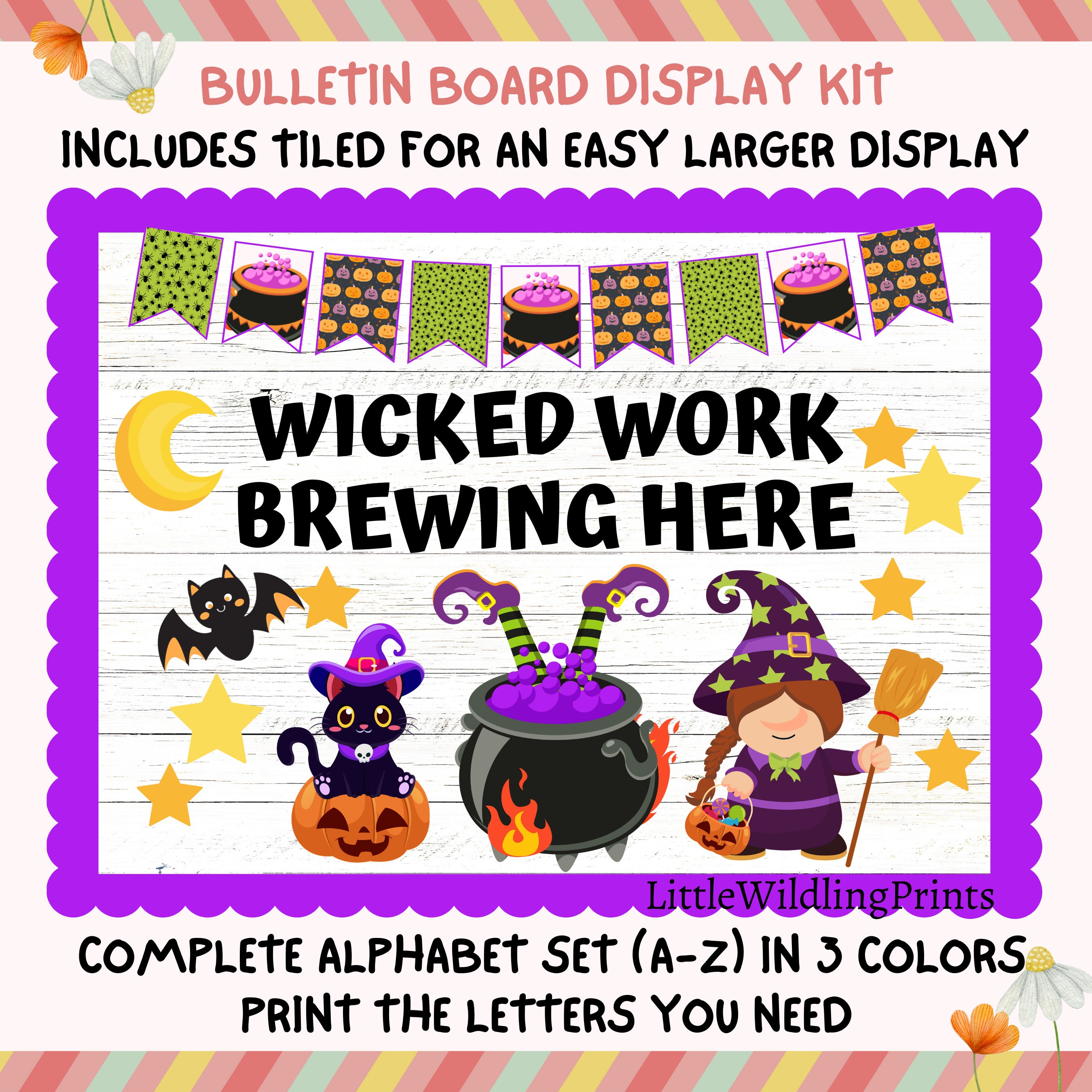 Witch, Halloween, Bulletin Board Kit, October - Etsy
