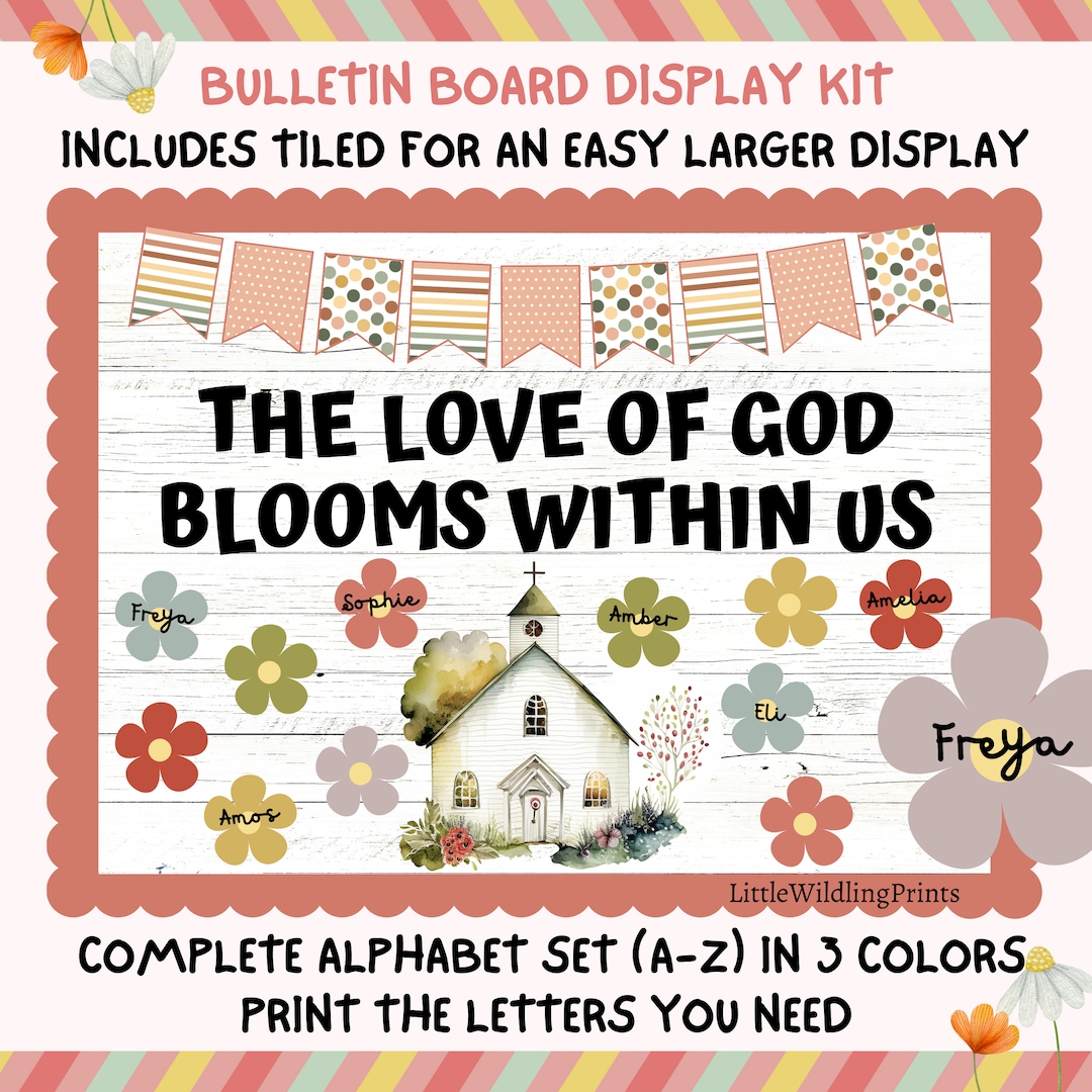 Spring Bulletin Board Kit, Church Chapel Religious Sunday School God ...