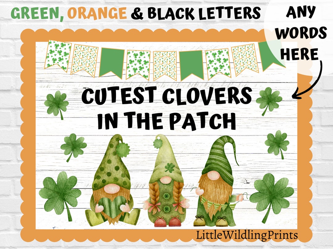 St Patricks Day Gnome Cutest Clovers Bulletin Board Display Kit Custom ...