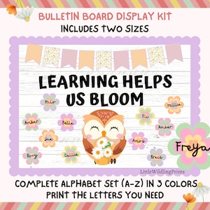 Spring Flowers Blooming Bulletin Board Display Kit, Class Names Owl - Etsy
