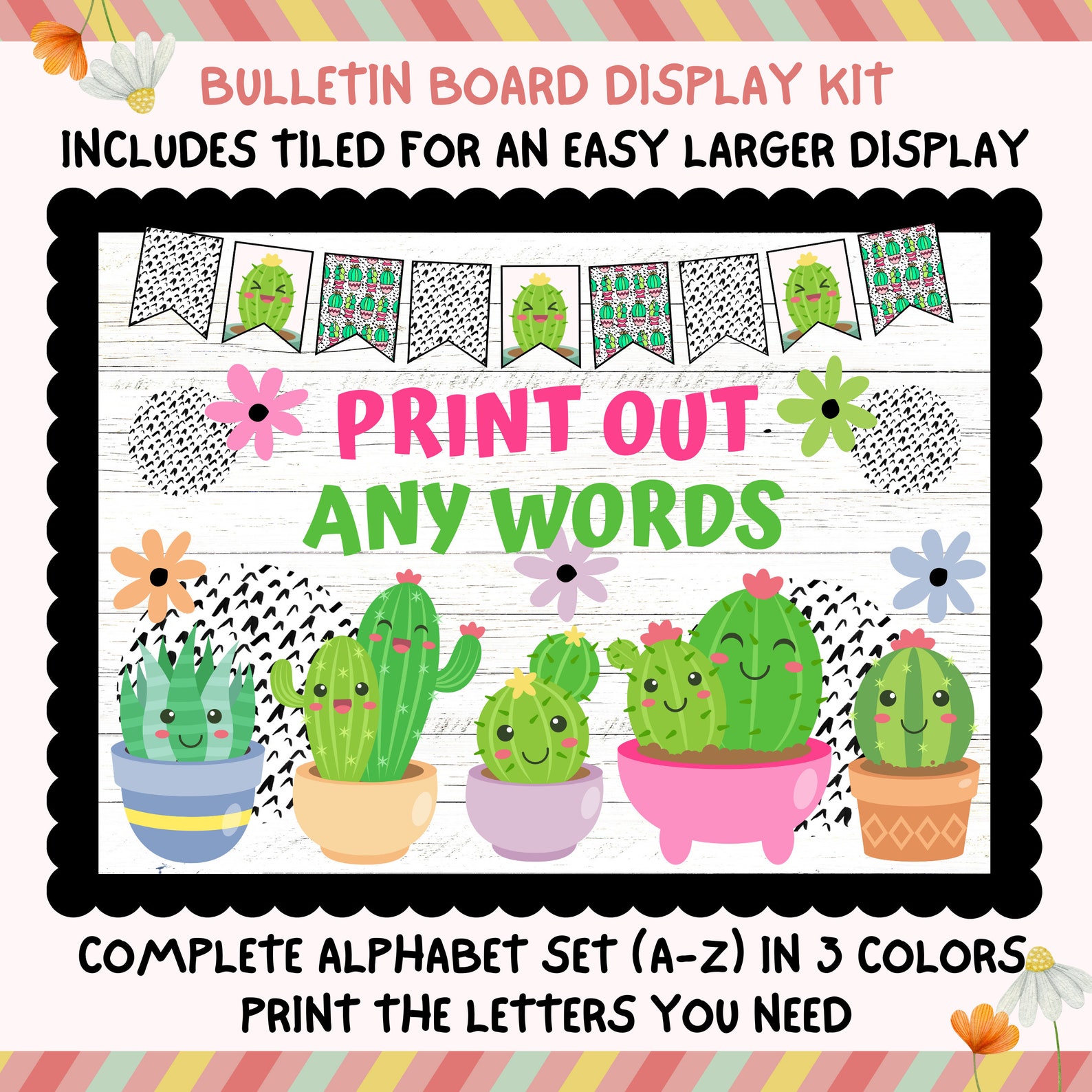 Cactus Grow Together Bulletin Board Kit, Plants Succulents Garden Cacti ...