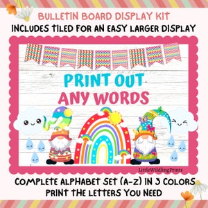 Spring Rainbows Bulletin, Rainbow Gnomes Bulletin Board Kit, Daycare ...