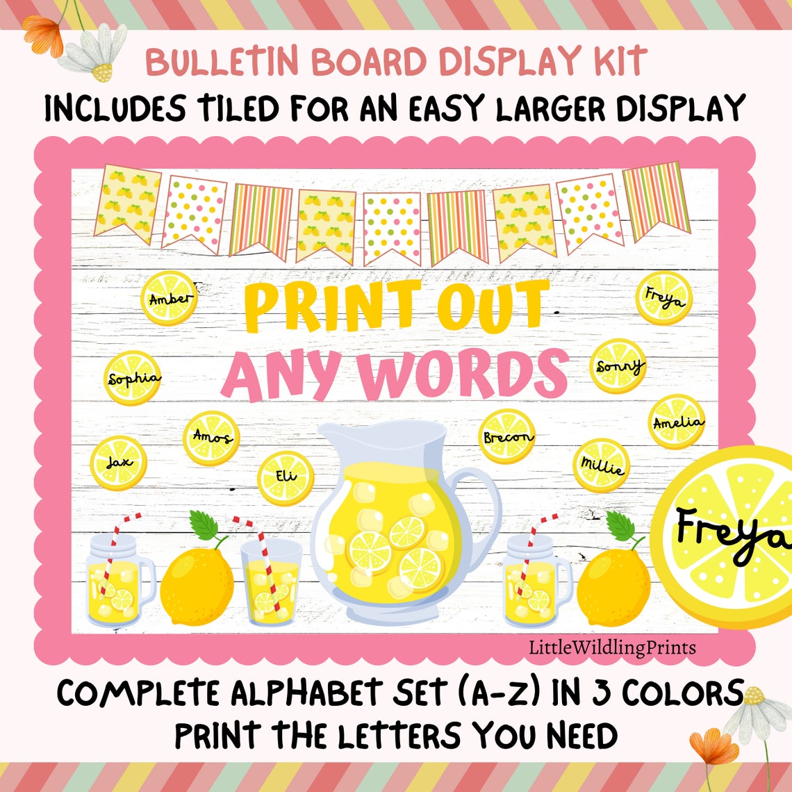Lemon Bulletin Board Kit, Summer End of Year Bulletin Classroom Decor ...