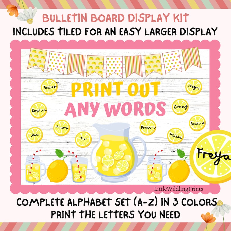 Lemon Bulletin Board Kit, Summer End of Year Bulletin Classroom Decor ...