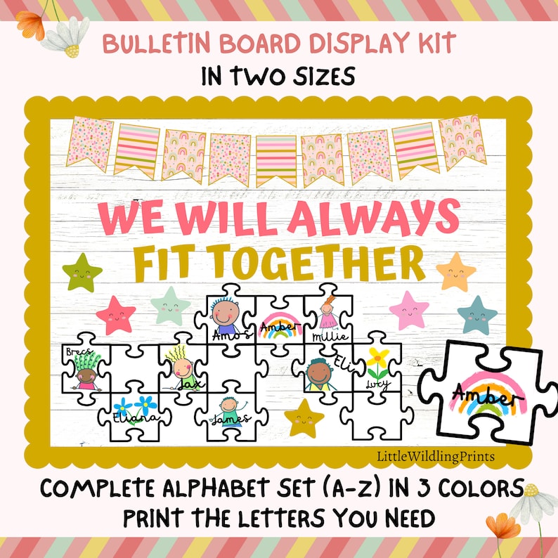 Fit Together Jigsaw Puzzle Pieces Bulletin Board Kit, Back to School ...