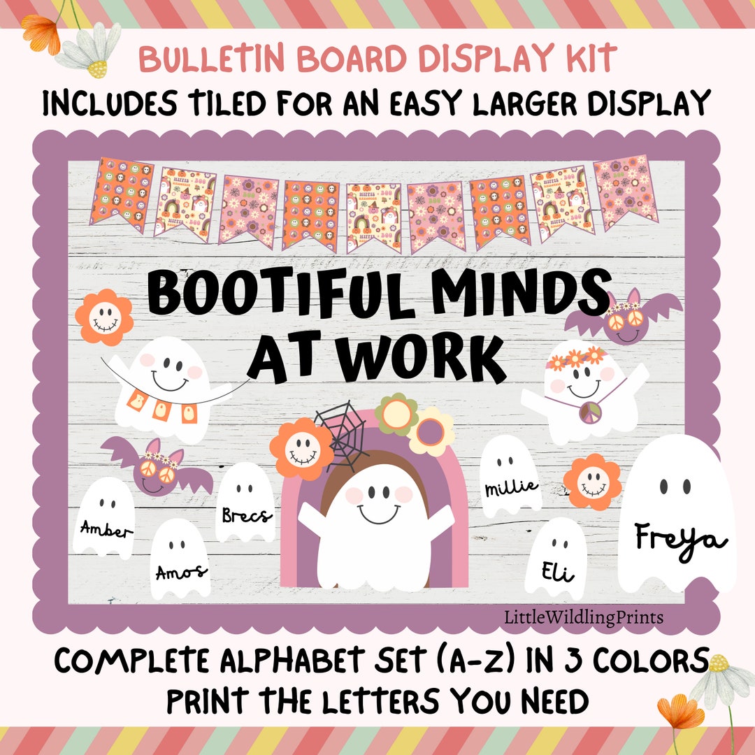 Halloween Ghosts Bulletin Board Kit, Groovy Retro October Bulletin - Etsy