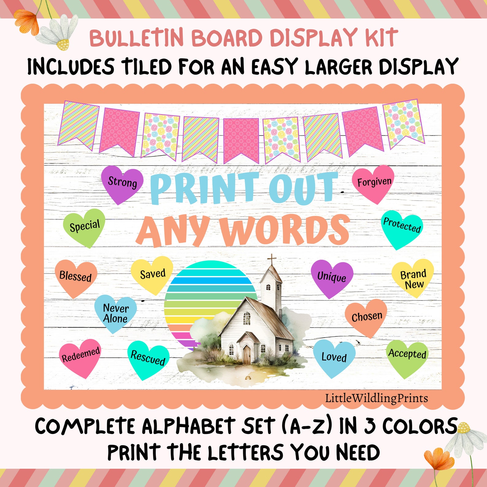 Spring Bulletin Board Kit, Church Religious Sunday School Bulletin, in ...