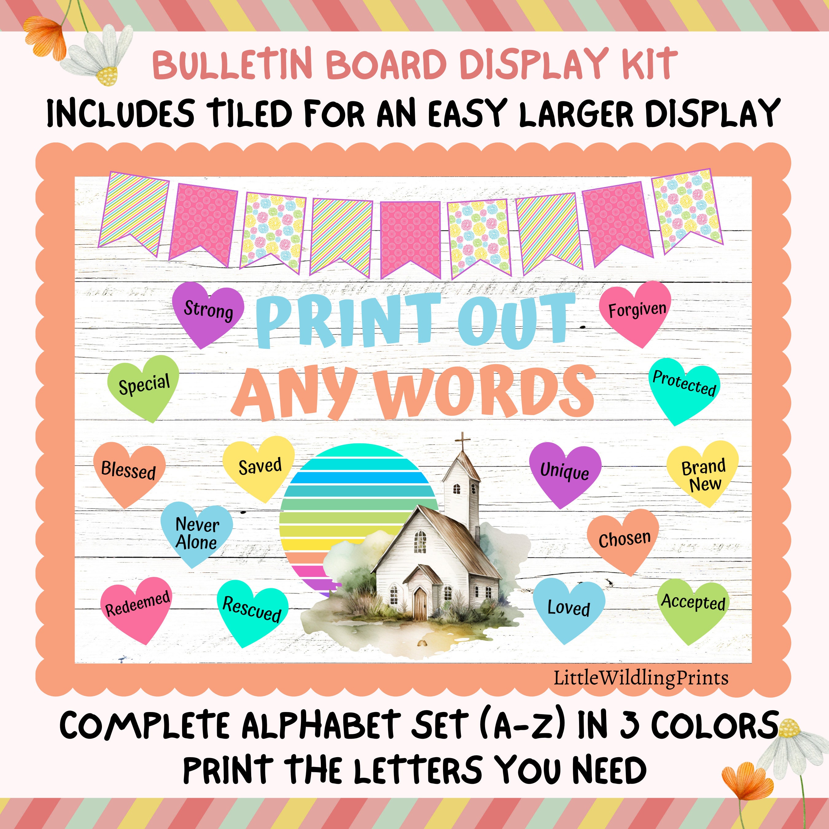 Spring Bulletin Board Kit, Church Religious Sunday School Bulletin, in ...