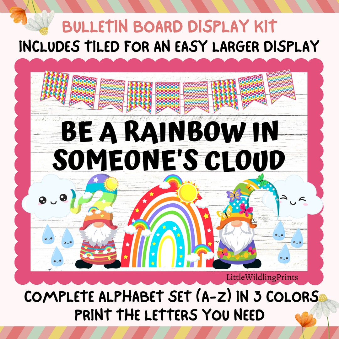 Spring Rainbows Bulletin, Rainbow Gnomes Bulletin Board Kit, Daycare ...