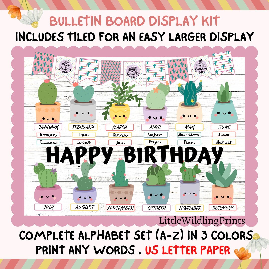 Birthday Cactus Bulletin Board - Plants Succulents Garden Cacti ...