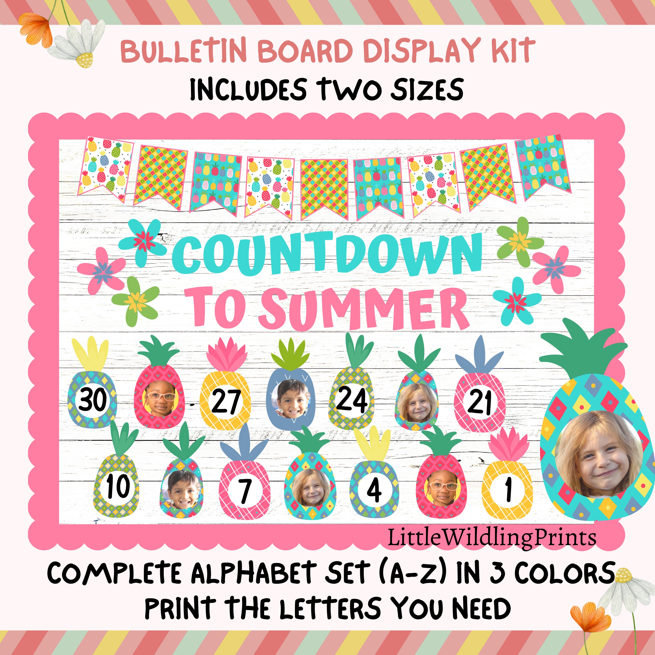 Sweet Summer Countdown Bulletin Board Kit, End of Year Pineapple ...