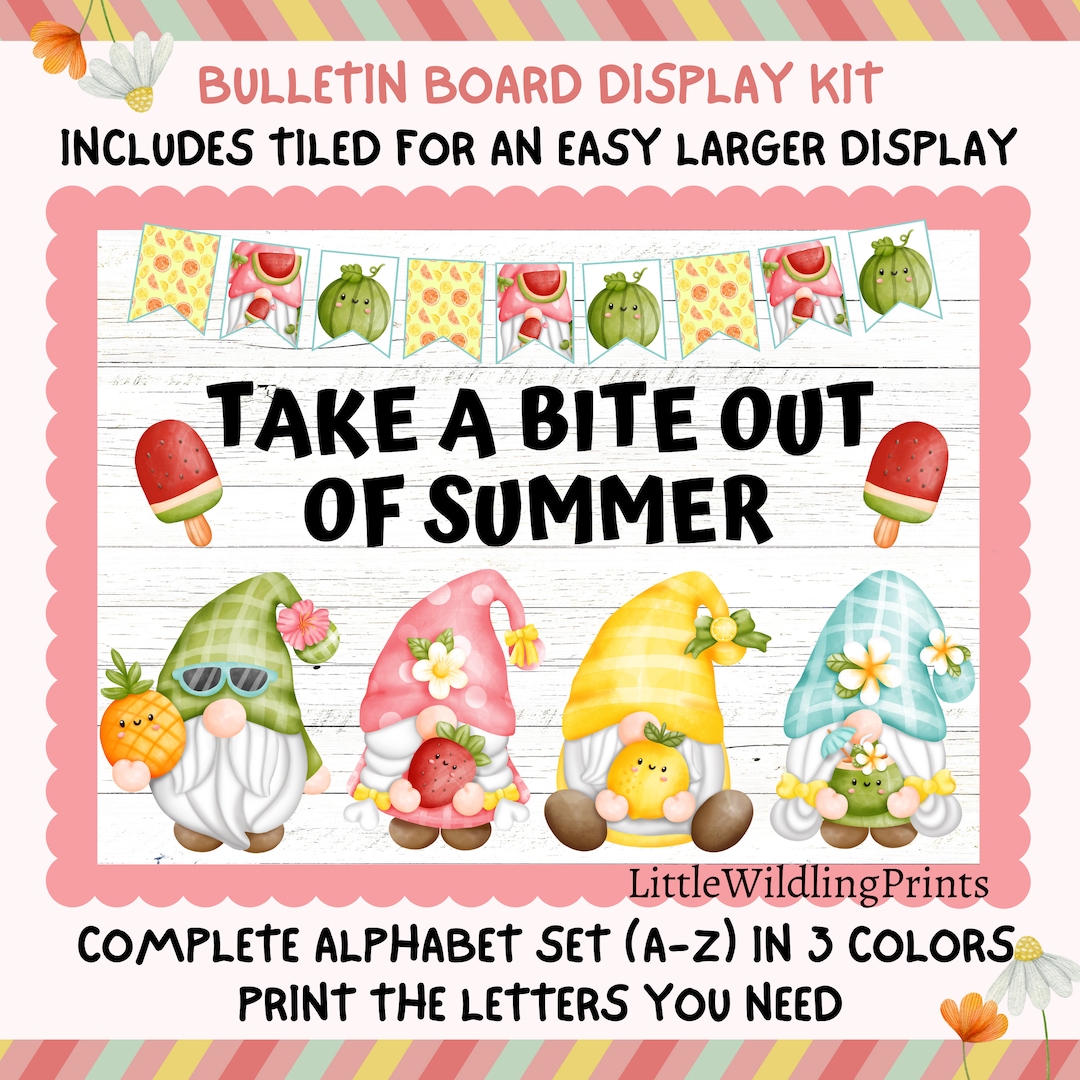 Sweet Fruit Summer Gnomes Bulletin Board Display Kit Custom Any Words ...