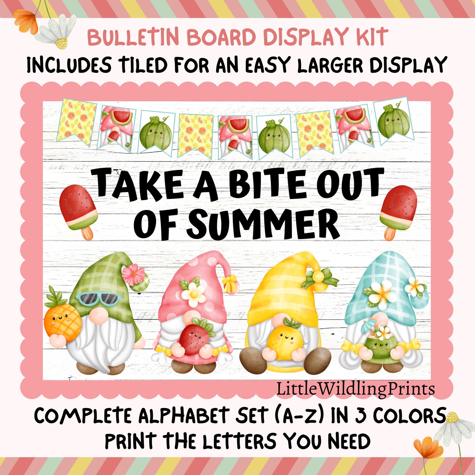 Sweet Fruit Summer Gnomes Bulletin Board Display Kit Custom - Etsy