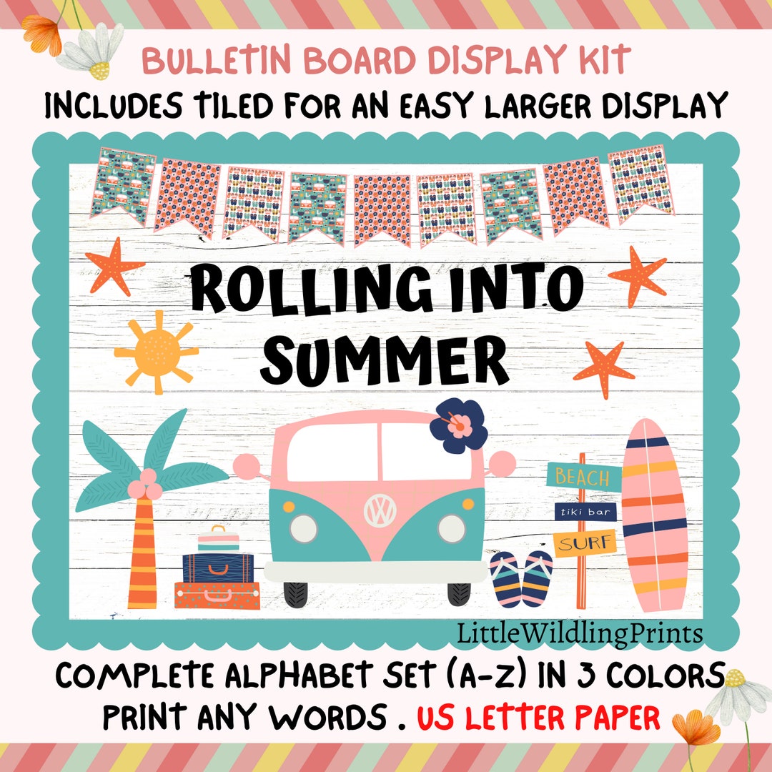 Rolling Into Summer Bulletin Board Camper Van Display Kit Custom Any ...