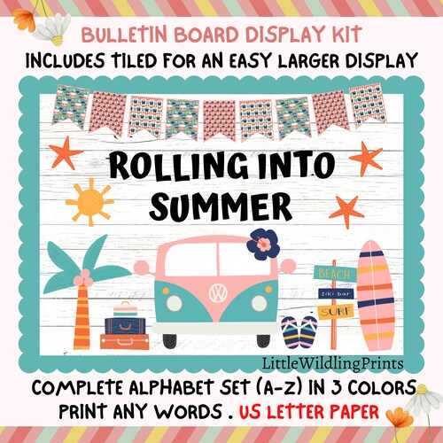 Summer Bulletin Board Kit Classroom Decor Retro - Etsy
