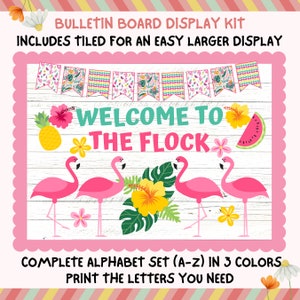 Flamingo Bulletin Board Kit, Back to School Flock Tropical Bird Sweet ...